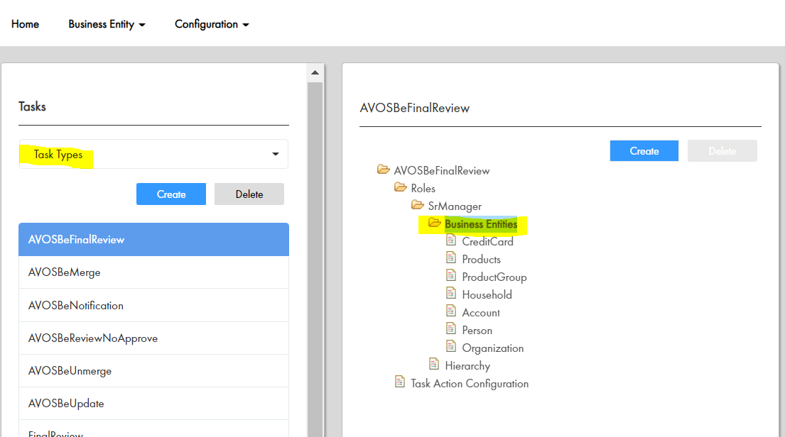 Task Created for a Business Entity is not visible on the C360/E360 UI ...