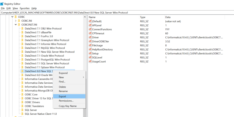 HOW TO: Import and export the ODBC registry entries from the working ...