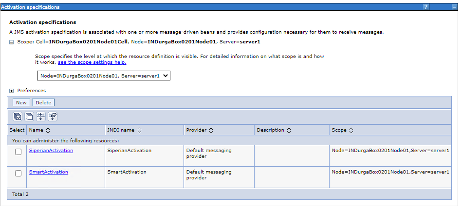 ERROR: "J2CA0052E: The lookup of the Activation Specification with JNDI Name SiperianActivation ...