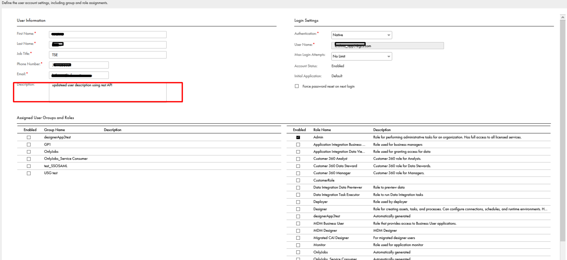 HOW TO: Update an user in IICS org using IICS Rest API resources