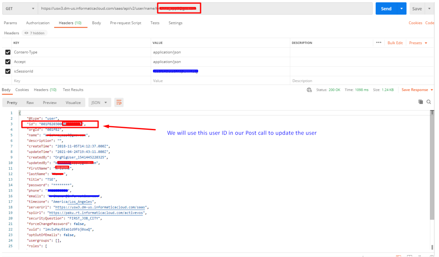 HOW TO: Update an user in IICS org using IICS Rest API resources