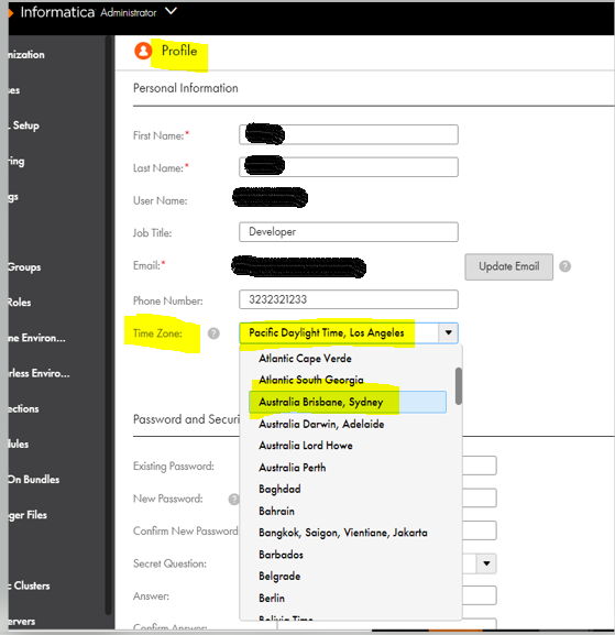 HOW TO: Change Timezone configuration for Monitor page at UI level in IICS