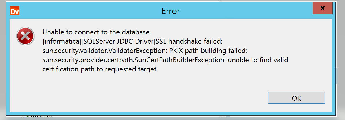 Ssl Handshake Fails With Error Unable To Connect To The Database Informatica Sqlserver Jdbc