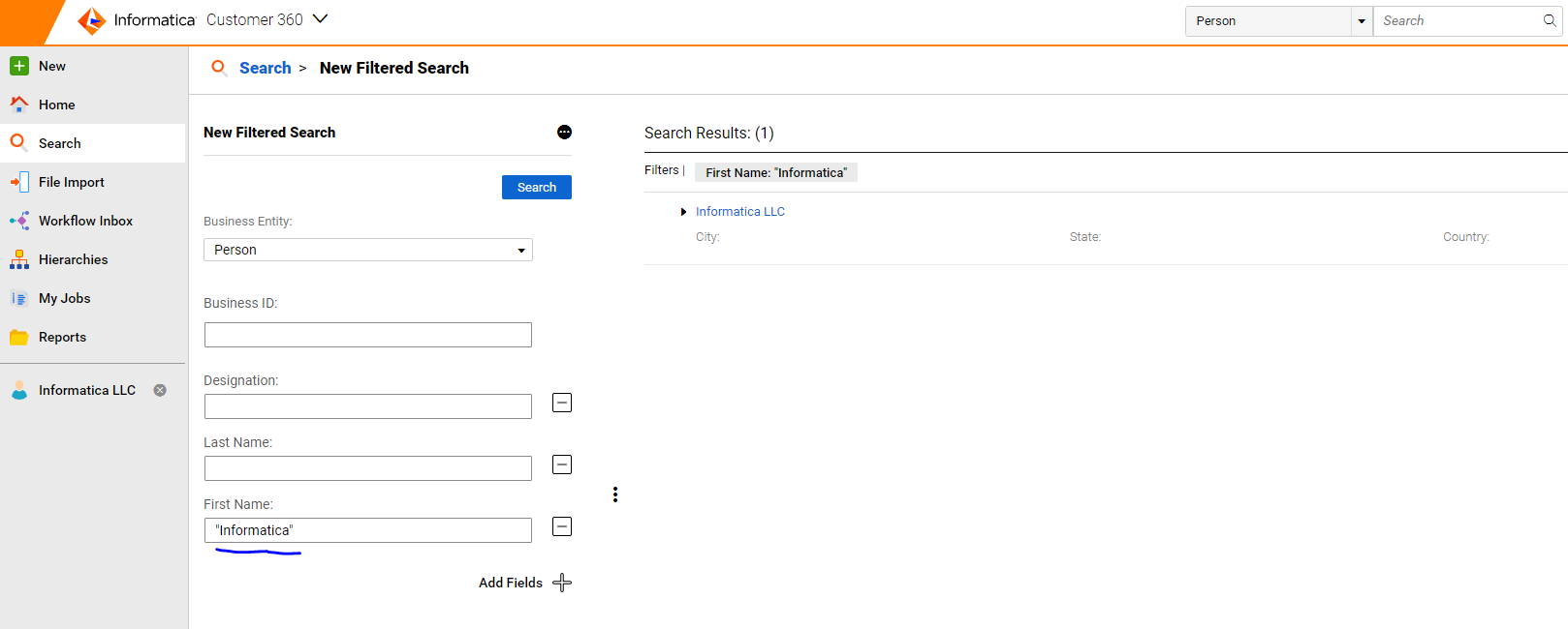 How to perform Exact Search in Customer 360 SAAS UI