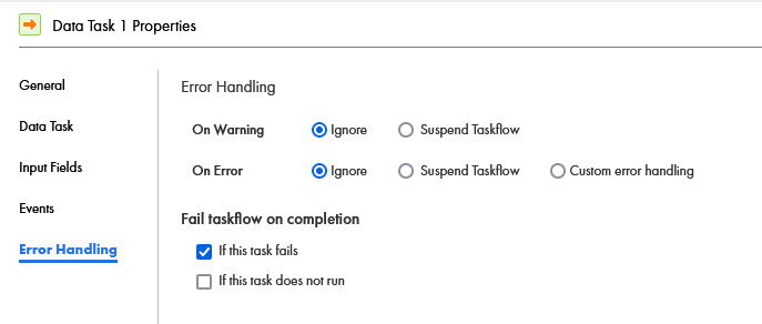 FAQ: Is there a way to fail the taskflow when any Data task fails without using throw step in IICS?