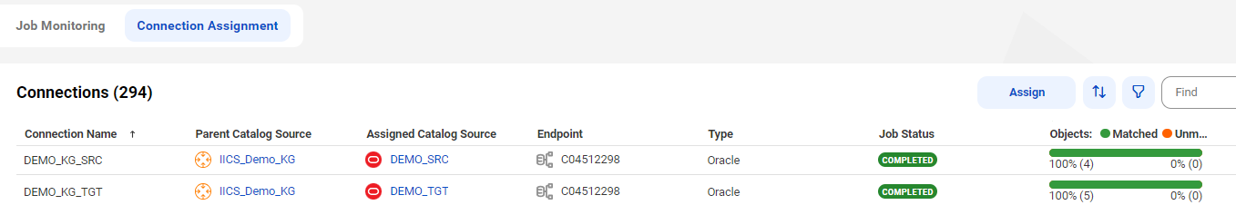 How Does Connection Assignment Work For Iics Resource In Cdgc 9020