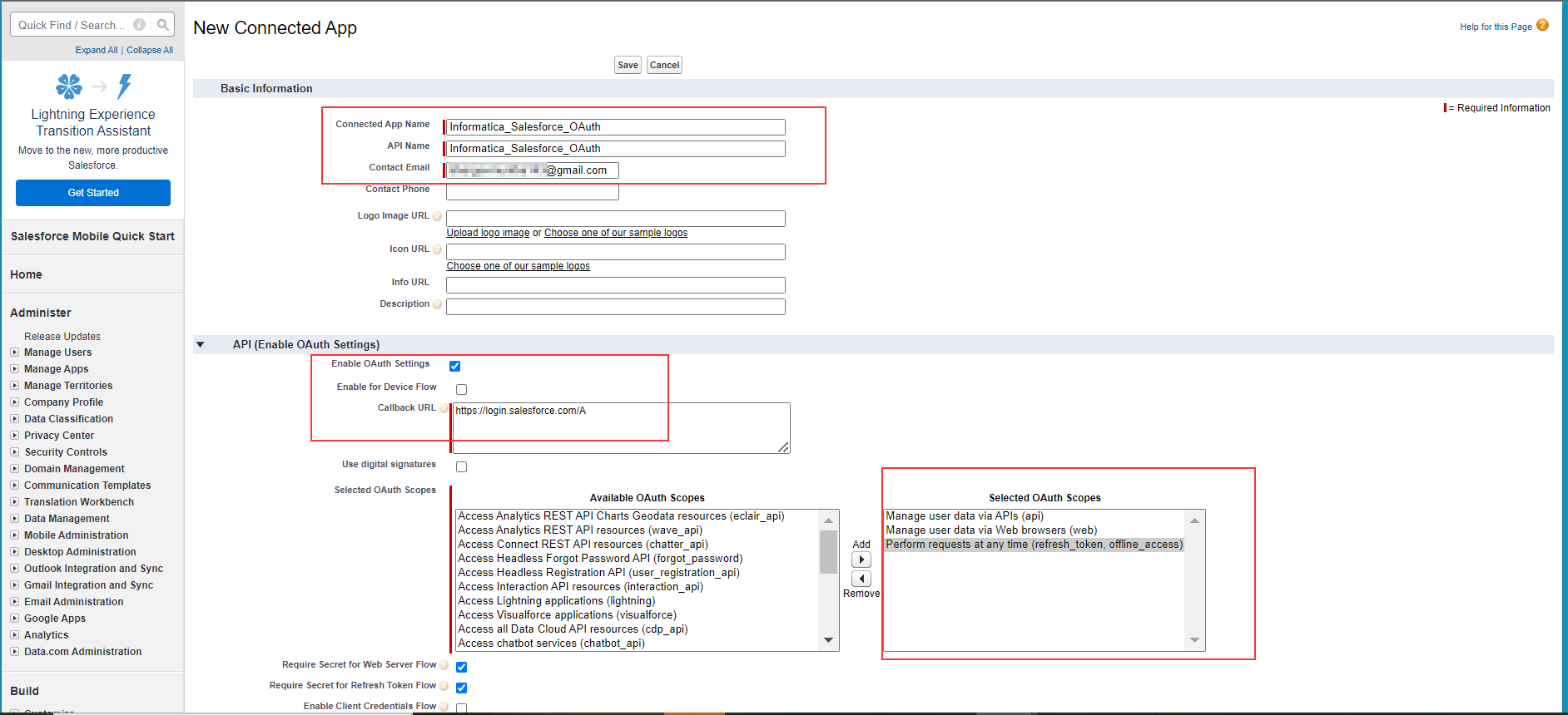 Configuring Salesforce OAuth in Informatica IICS