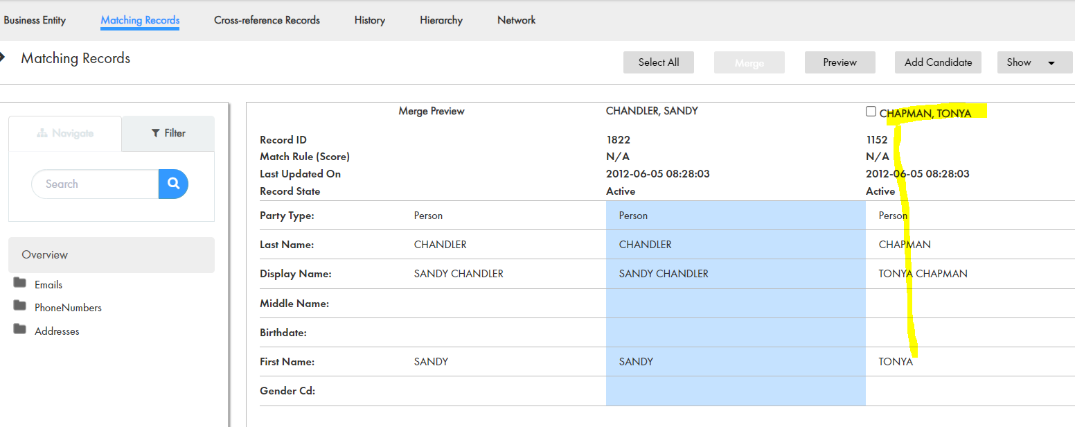 HOW TO: Add a match candidate from UI [ E360/C360]