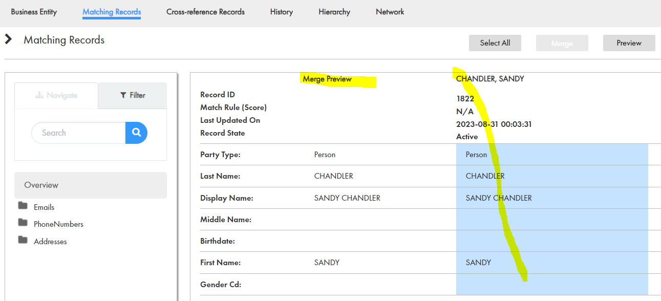 HOW TO: Add a match candidate from UI [ E360/C360]