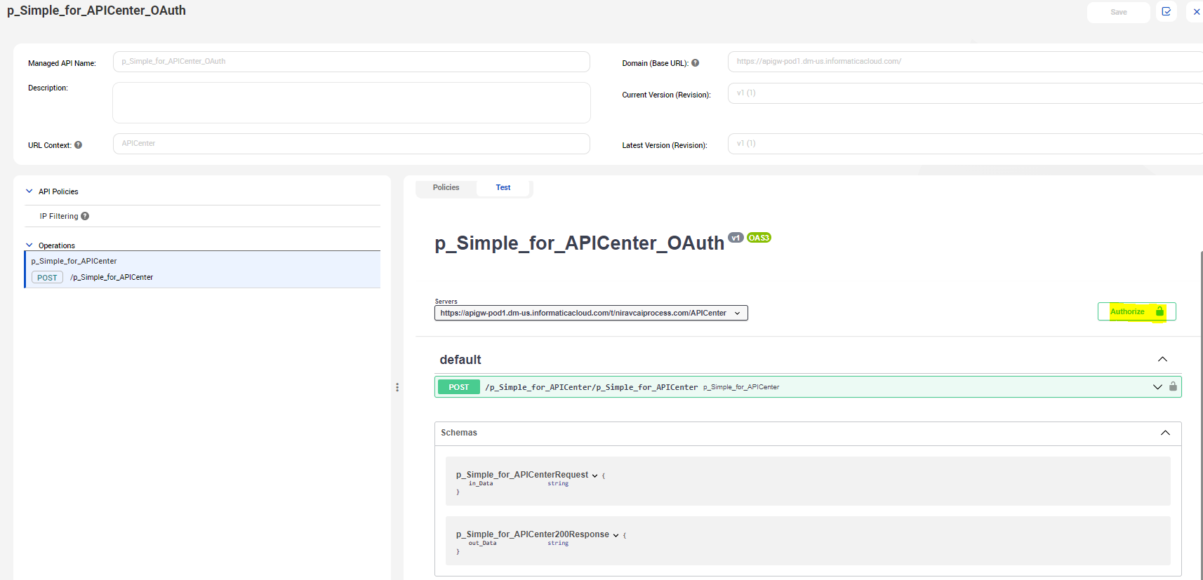 HOW TO: Create a Managed API using Informatica API center and invoke it using OAuth 2.0 Bearer ...