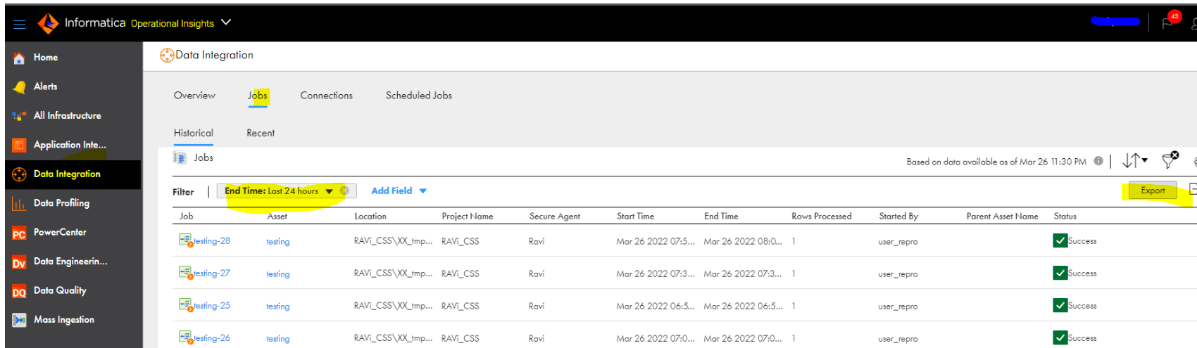 HOW TO: Create IICS Dashboards for Job Metrics for last 24 hours