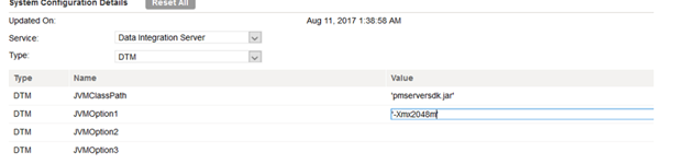 ERROR: "[Unable to get result data: Adapter Call method has returned failure. Java heap space in ...