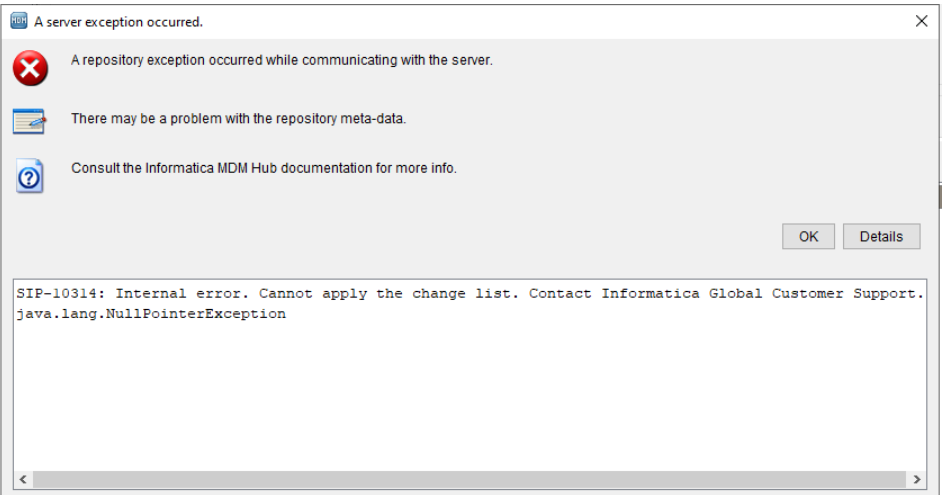 ERROR: ORS validation fails with the message: "SIP-10314: Internal error. Cannot apply the ...