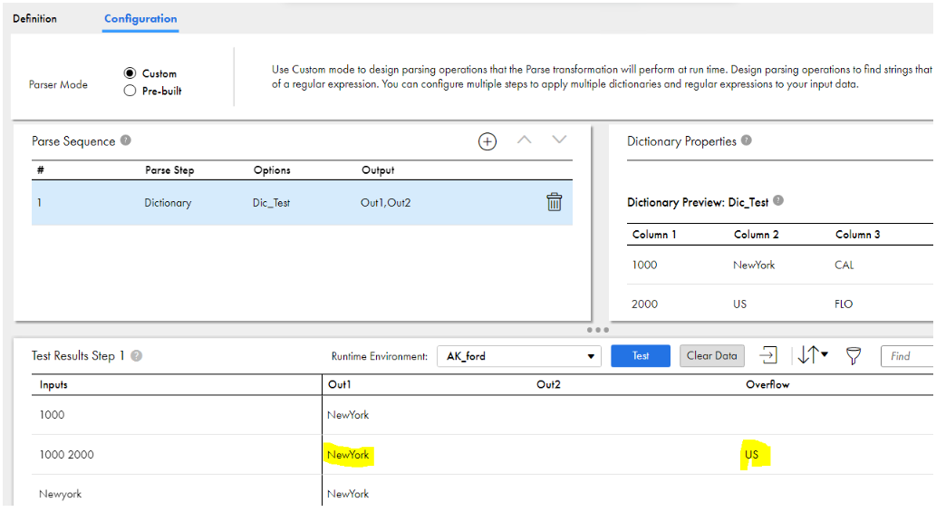 Parser Asset Is Giving Inconsistent Output To Overflow Output When Multiple Output Ports Are