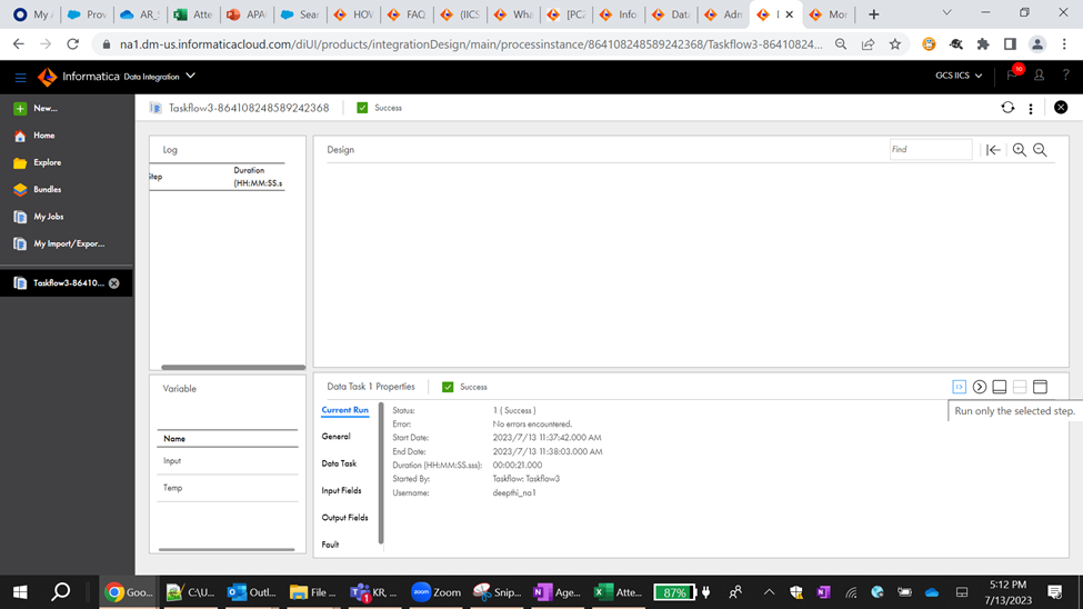 How to run a Specific task from a taskflow in IICS