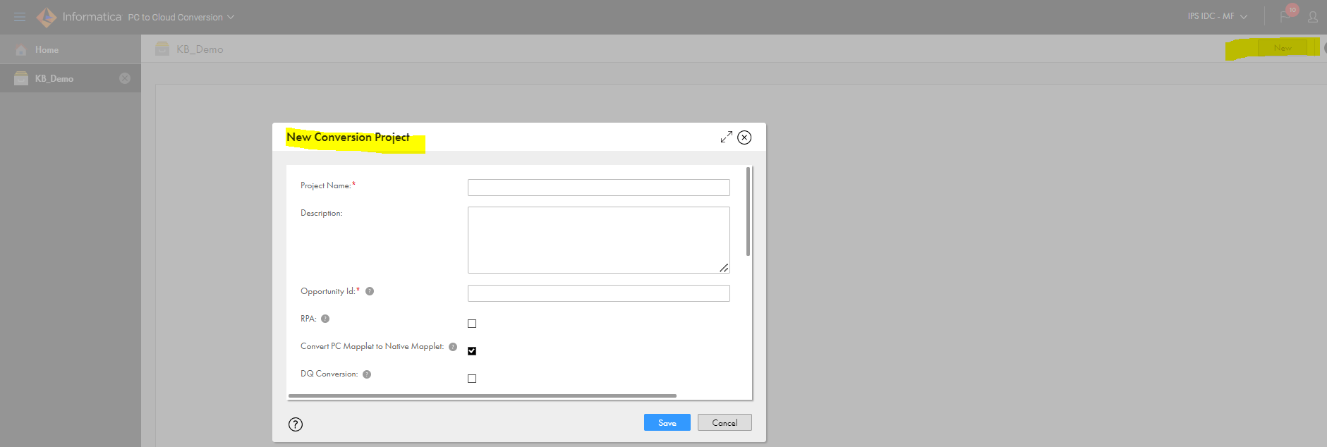 Conversion successful through PC2IICS UI Cloud Utility however fails ...