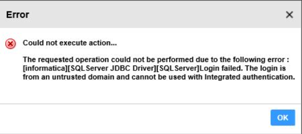 ERROR: "The login is from an untrusted domain and cannot be used with ...
