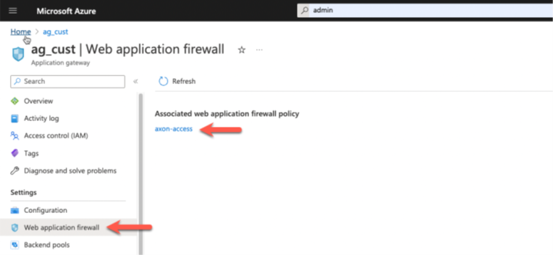HOW TO: Configure Microsoft Azure Application Gateway with OWASP 3.2 Policy for Axon Version 7.3.0