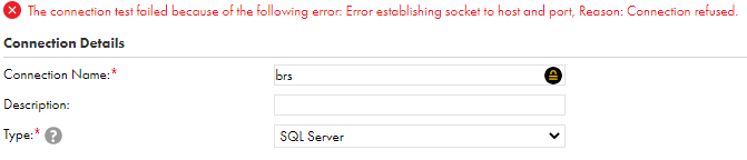 "The connection test failed because of the following error: Error ...