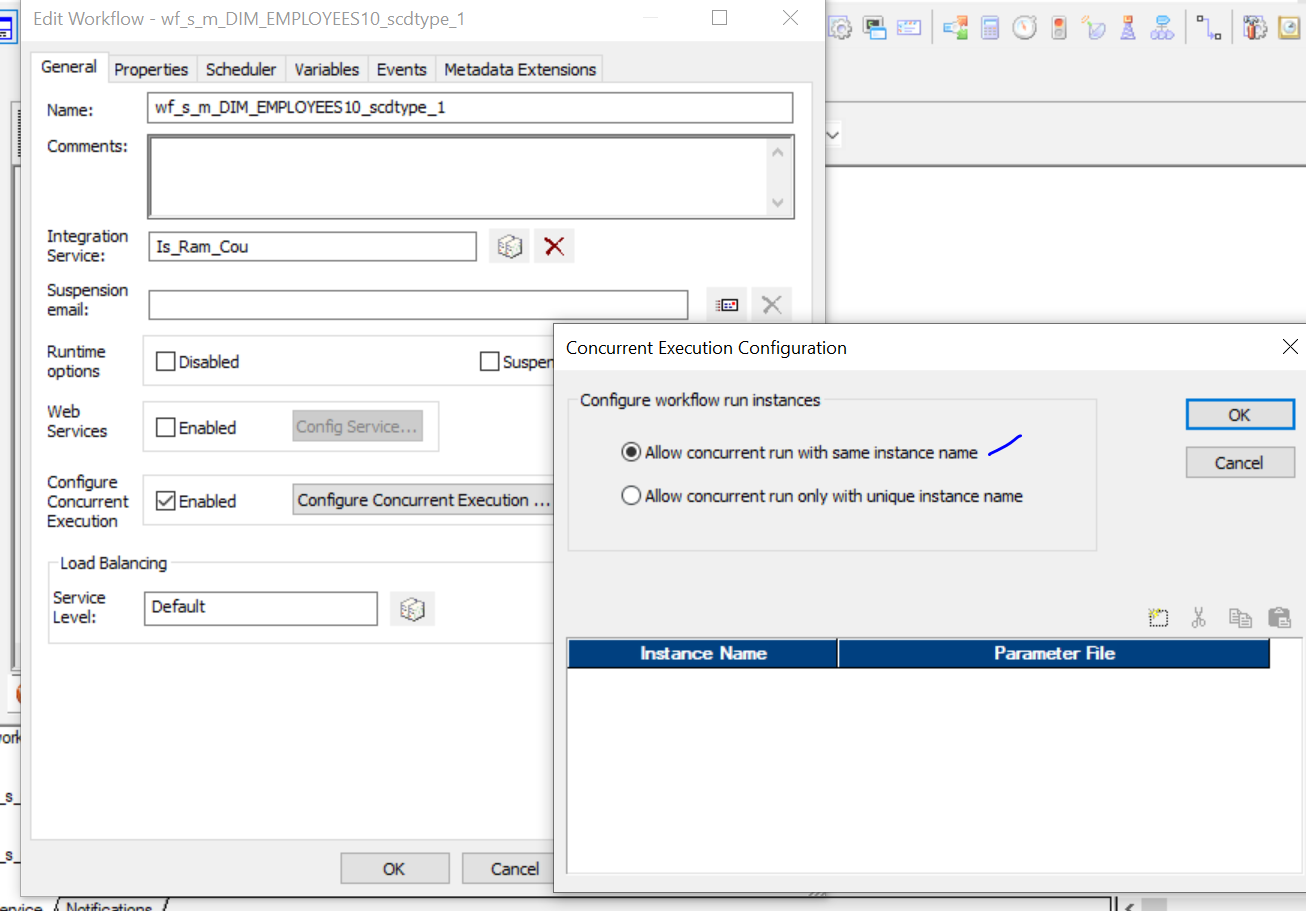 Setting Up Concurrent Workflow Execution With Option Same Instance Name And Unique Instance Name