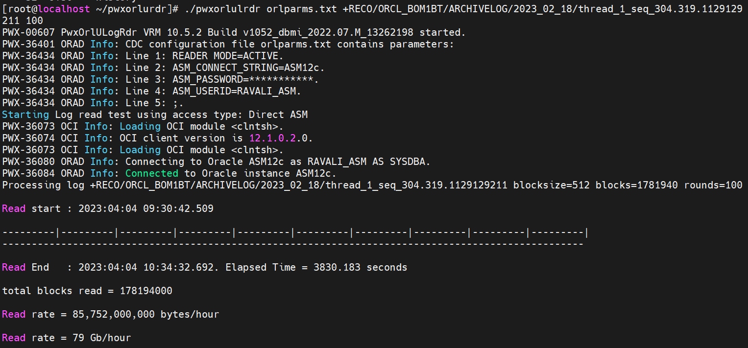 HOW TO: Measure Express CDC logger read rate/throughput with Oracle logs