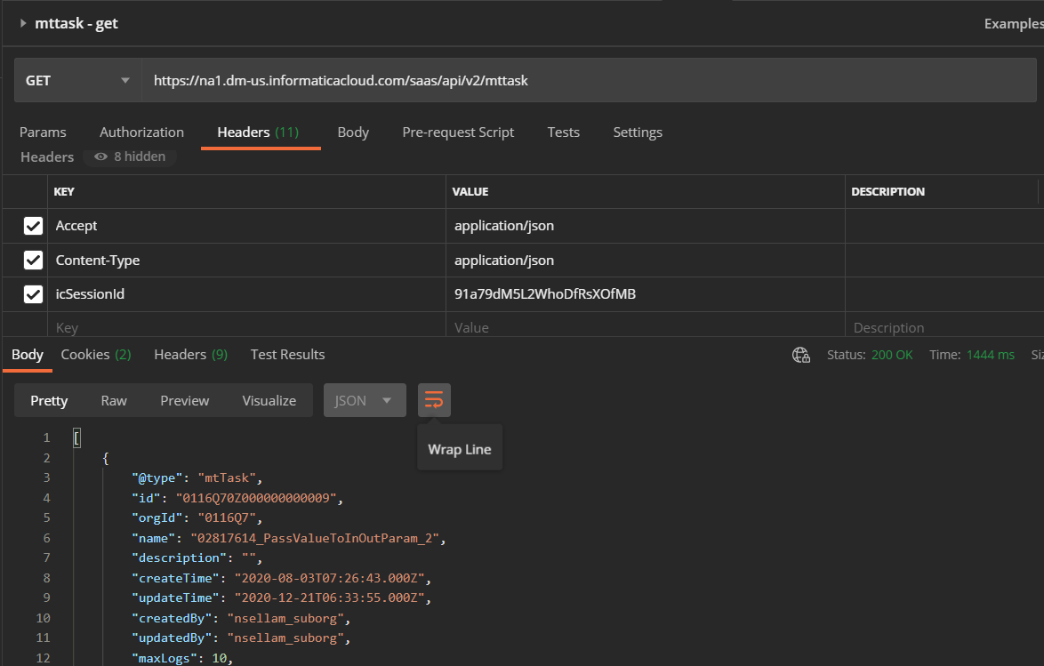 HOW TO : Get the list of Mapping task using REST API?
