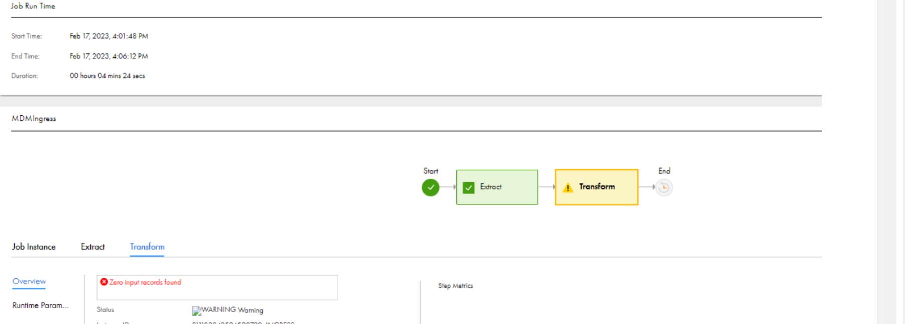 FAQ: What is expected status of transform step in Ingress job when extract step provides zero ...