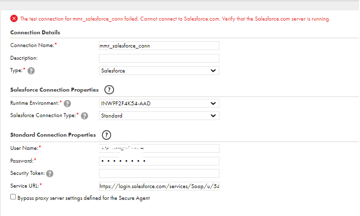 ERROR: "Test Connection for Connection xyz failed. Cannot connect to ...