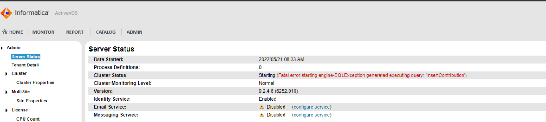 Activevos Server Fatal Error While Starting Engine