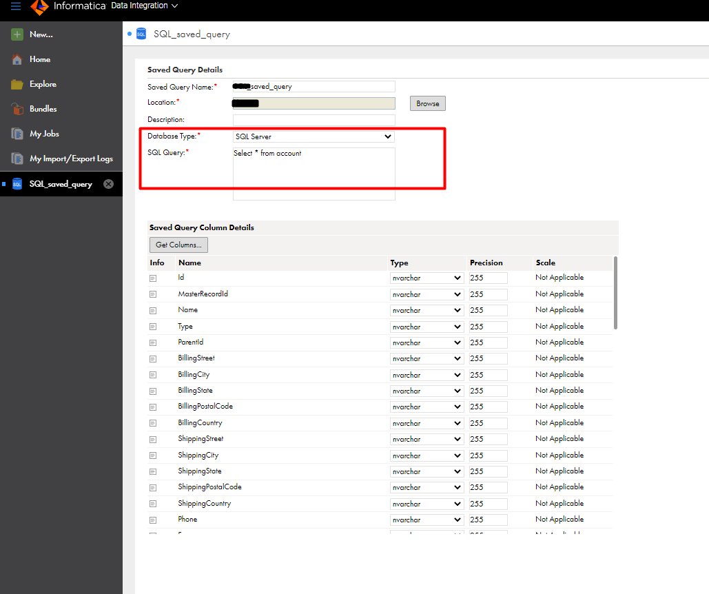 ERROR: Synchronization task using saved query in source was populating the data in first column ...