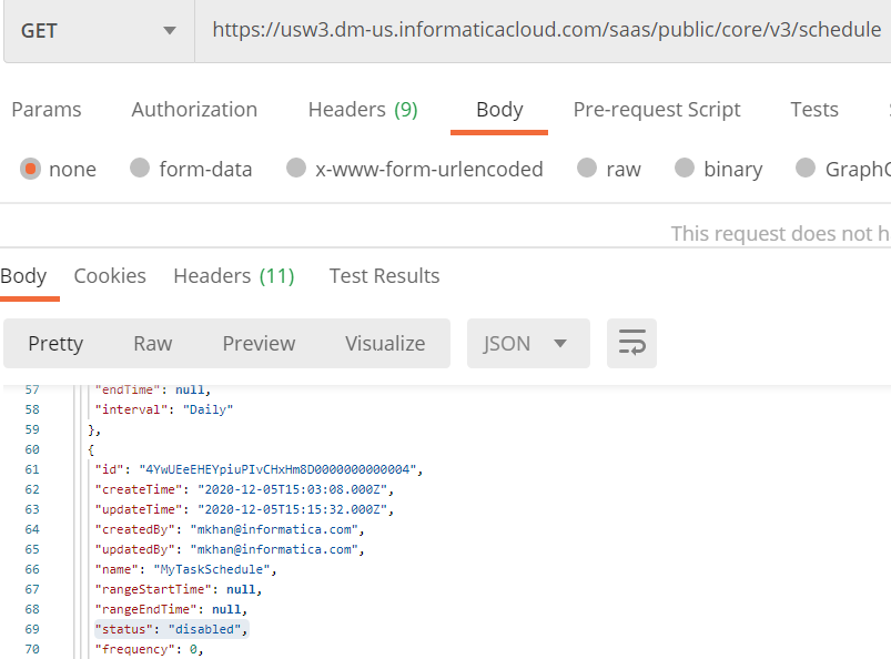 HOW TO: Disable job Schedules via IICS REST API
