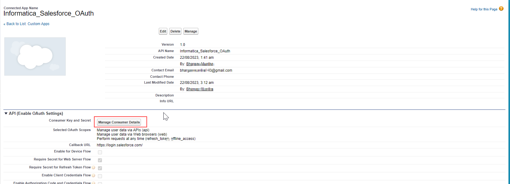 Configuring Salesforce OAuth in Informatica IICS without using the Informatica internal OAUTH ...