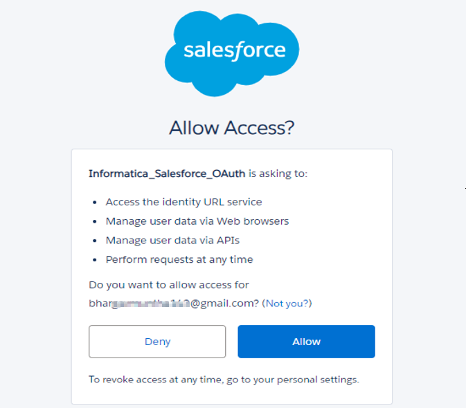 Configuring Salesforce OAuth in Informatica IICS without using the Informatica internal OAUTH ...
