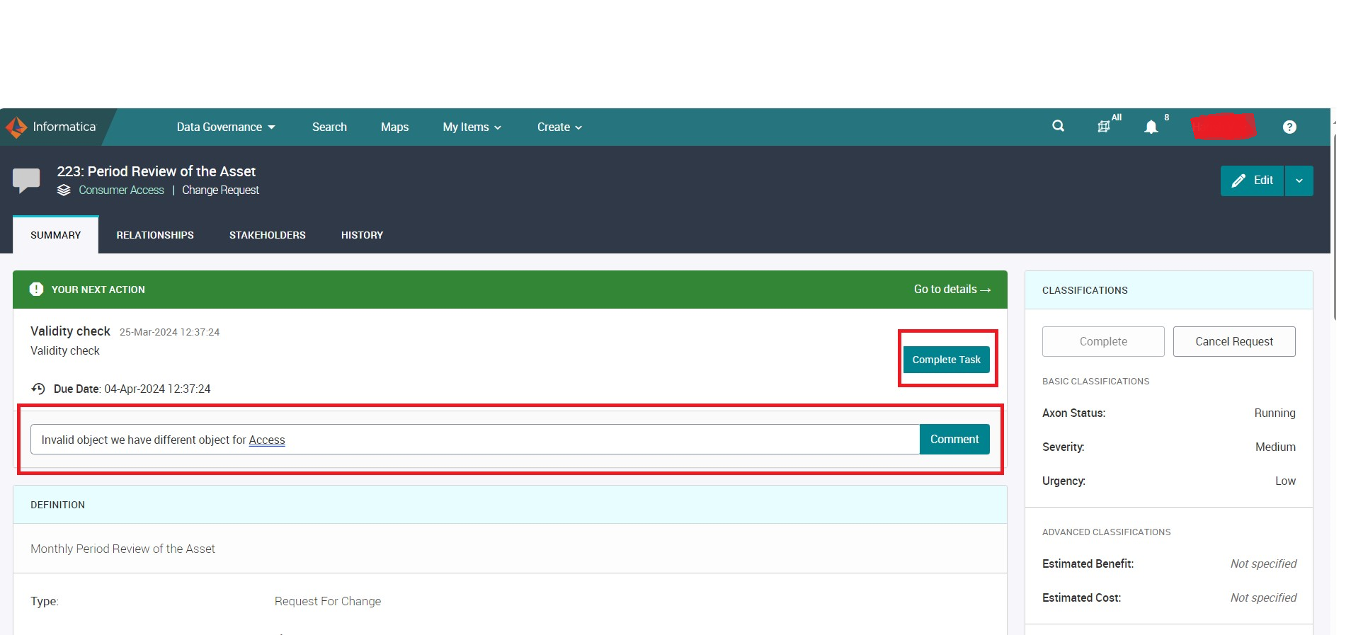 Axon Data governance Periodic Review use case and configuration
