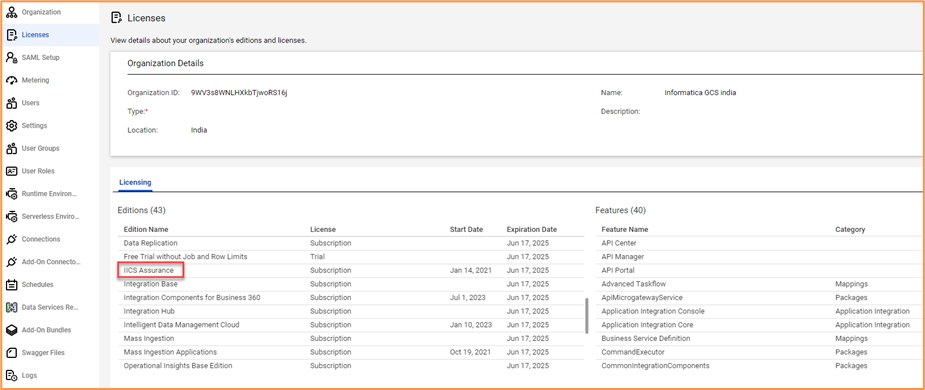 Logging into IDMC Assurance Service