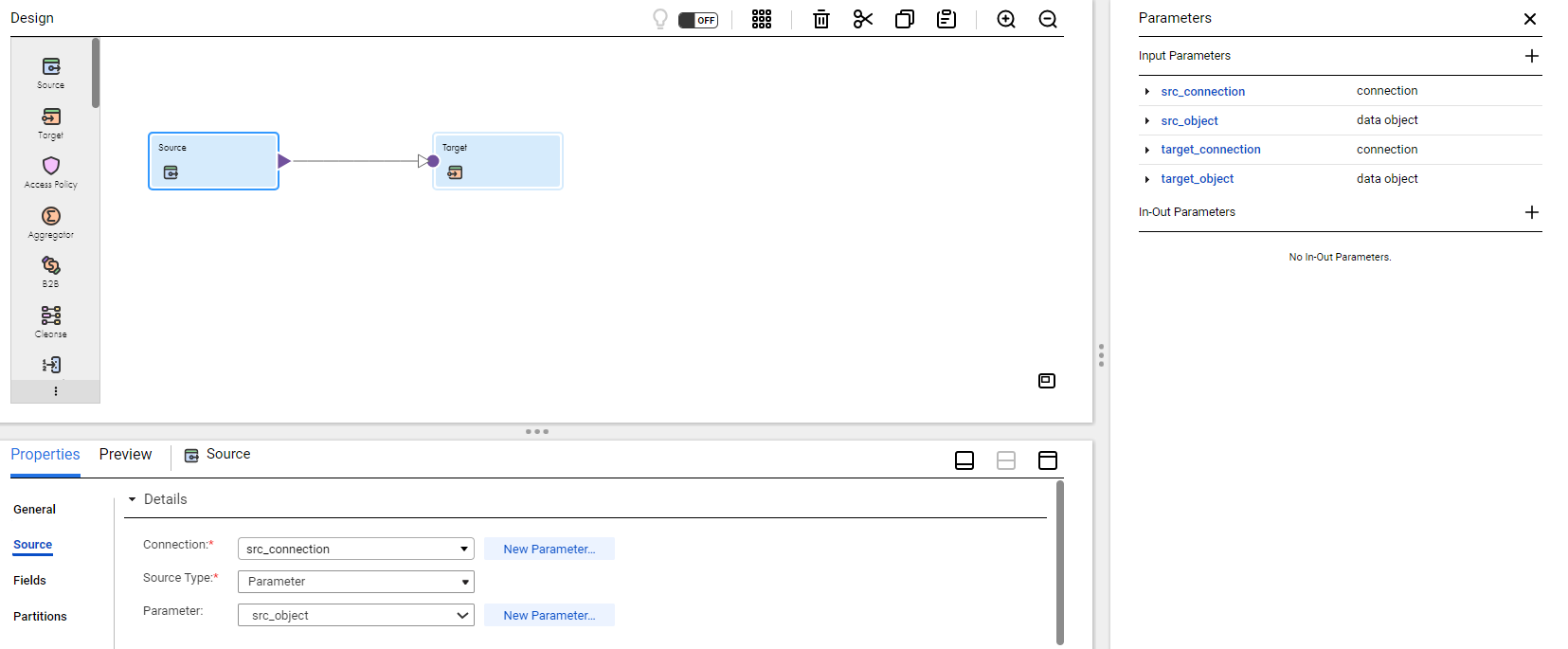 How to loop Data task in Taskflow to run the same parameterized mapping for different Source ...