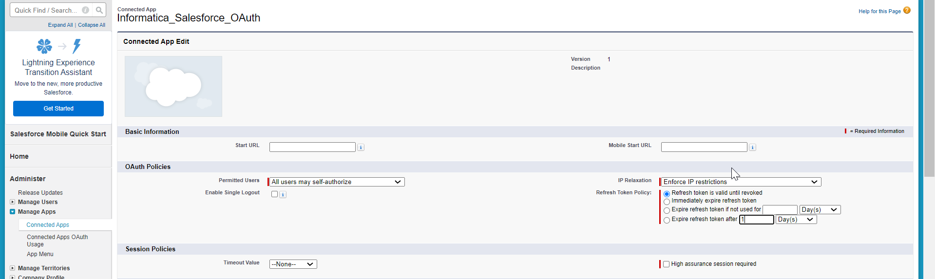 Configuring Salesforce OAuth in Informatica IICS without using the ...