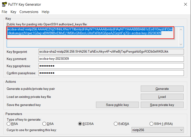 HOW TO: Setup Private Key Authentication using ecdsa-sha2-nistp256 algorithm with the File ...