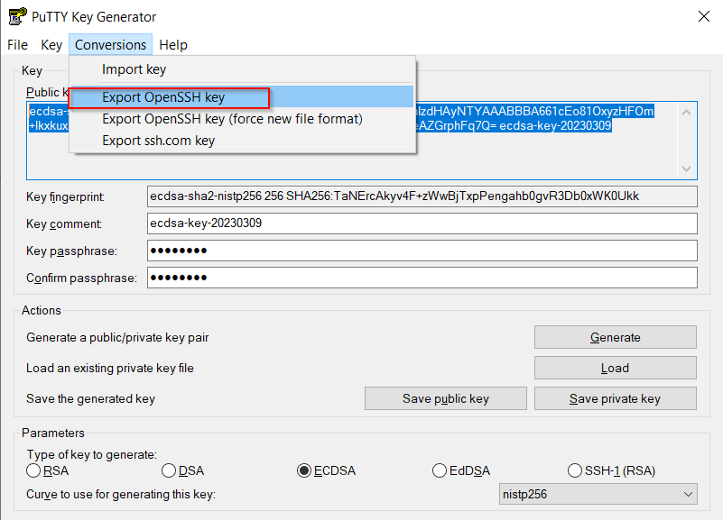 HOW TO: Setup Private Key Authentication using ecdsa-sha2-nistp256 algorithm with the File ...