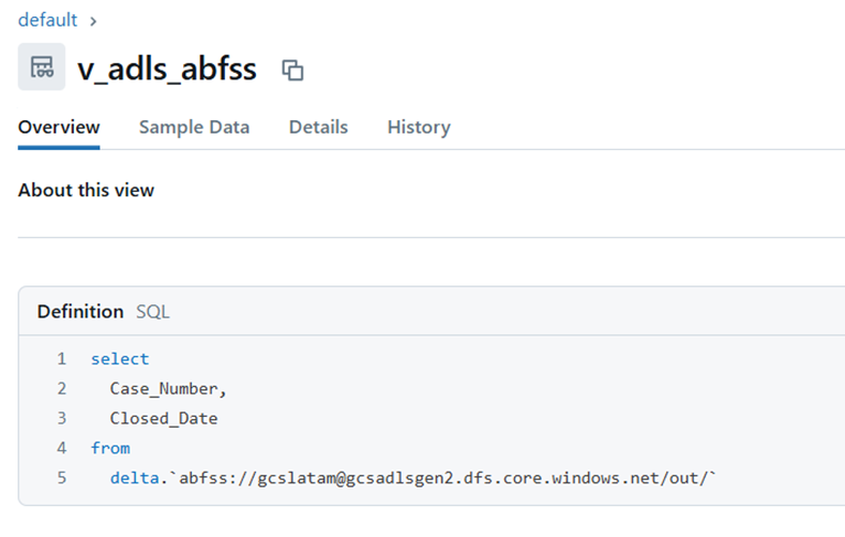 Scanning Azure Databricks views with reference to ABFSS and mount points