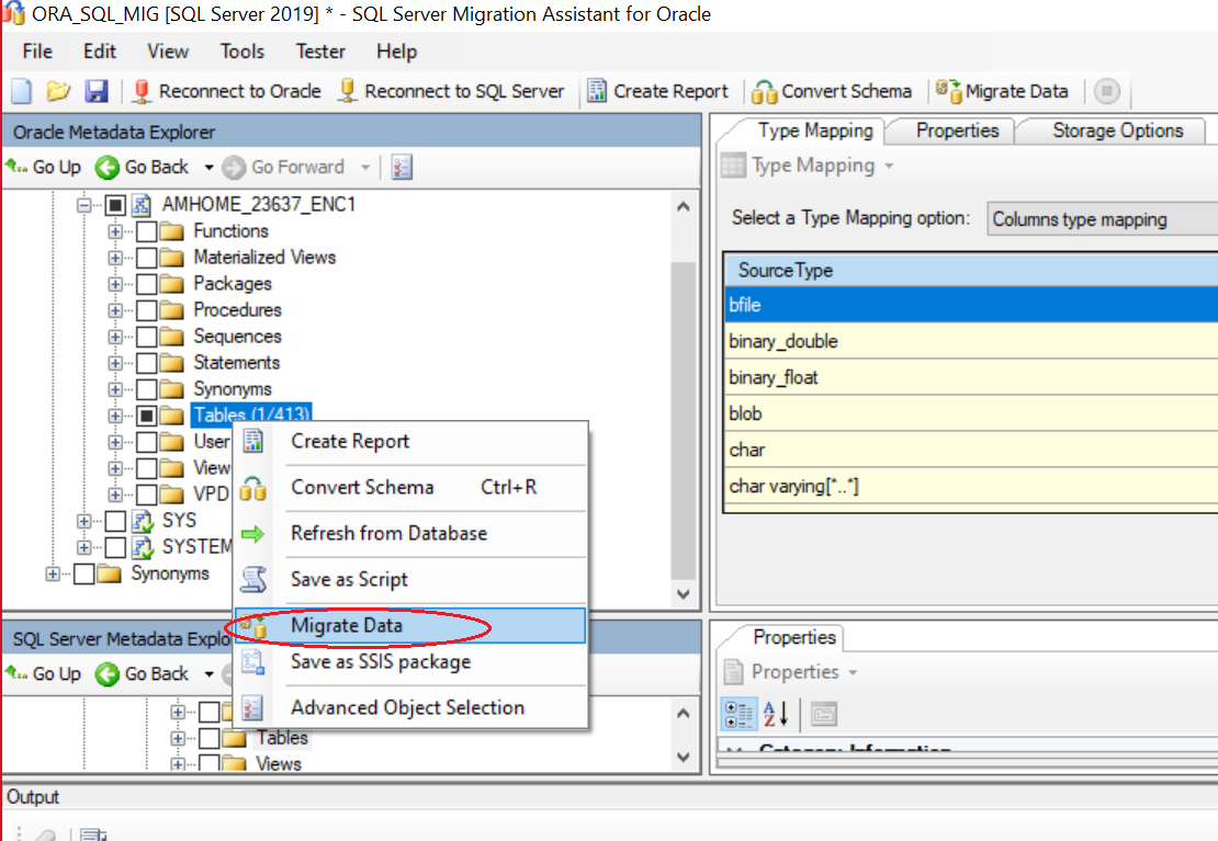 Steps for migrating the AM_HOME repository database from Oracle to SQL server