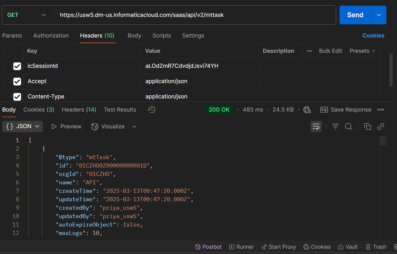 HOW TO: Get the list of Mapping task using REST API