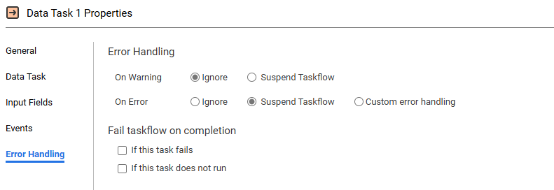 Taskflow does not fail when any of the data task goes to "Error" or "Warning" state in CDI