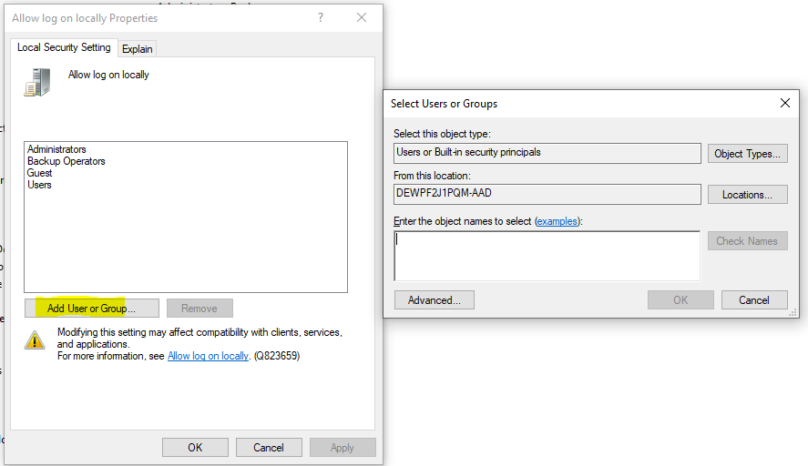 ERROR: "STATUS_LOGON_TYPE_NOT_GRANTED", Test connection failed for file ...
