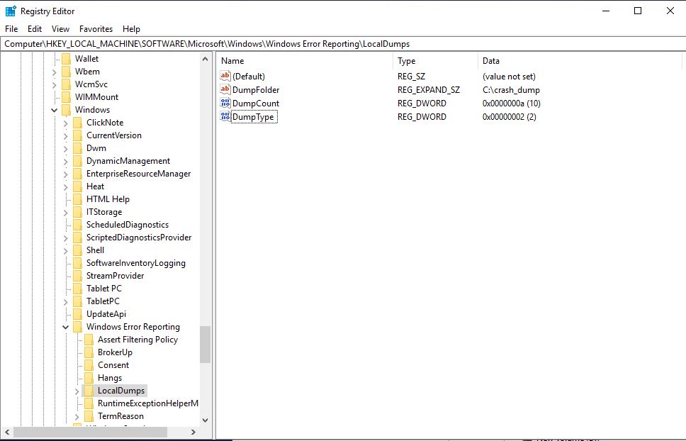 HOW TO: Create crash dumps using Windows Error Reporting